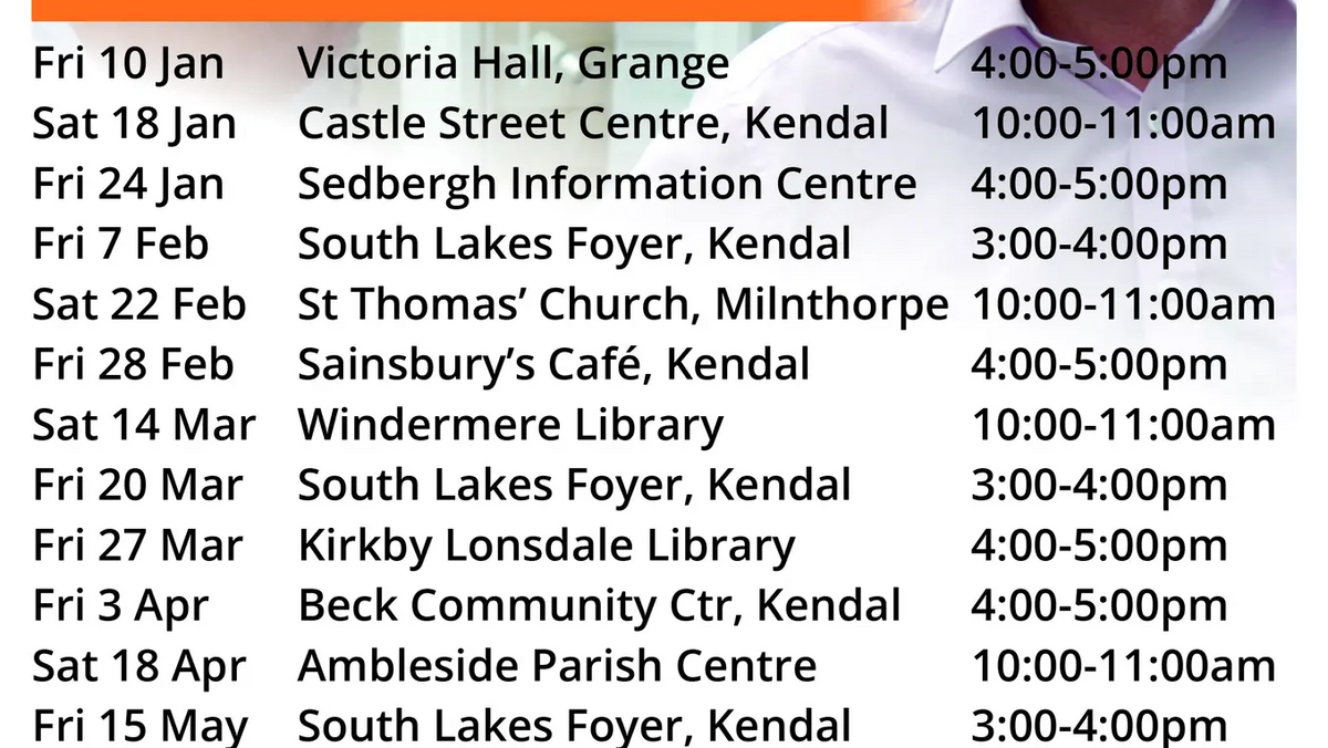 South Lakes MP announces new series of advice surgeries for 2020 ...